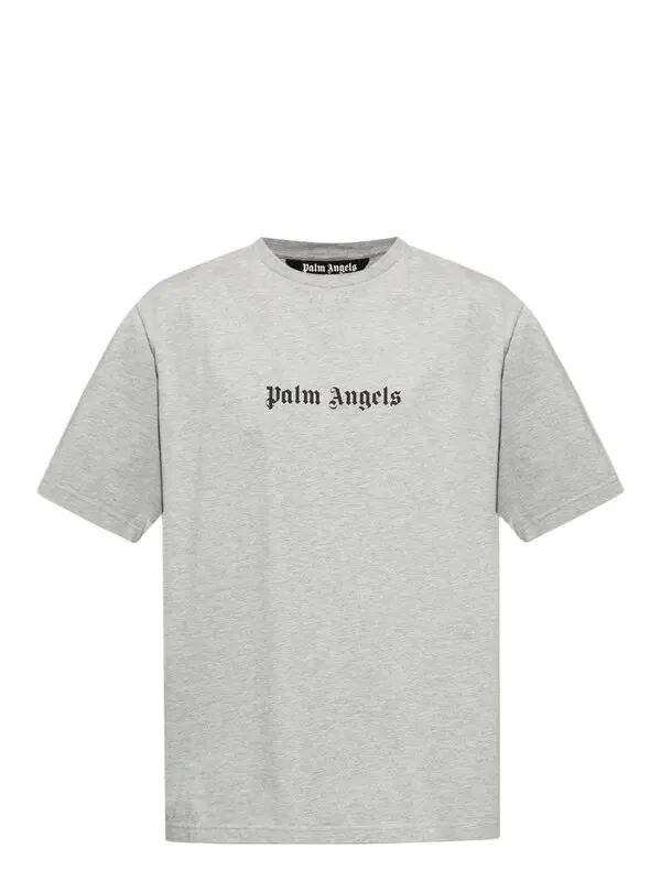 Palm Angels Logo Printed Crewneck T-shirt - Grey