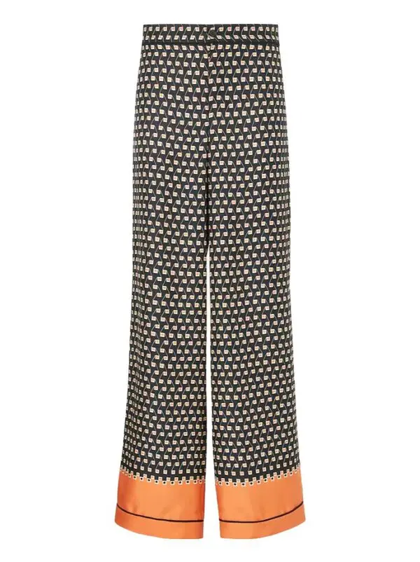 Fendi Printed Silk Trousers - Black