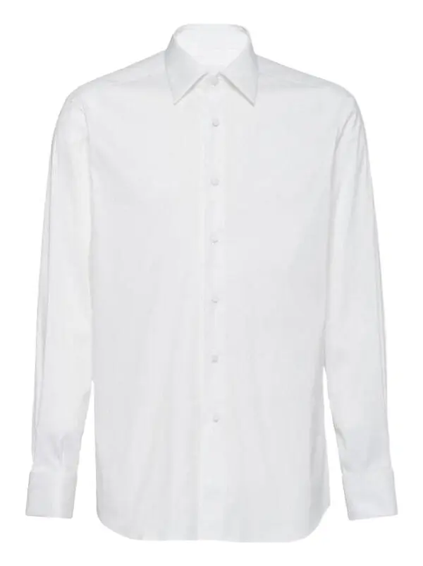 Prada Stretch Poplin Tuxedo Shirt - White