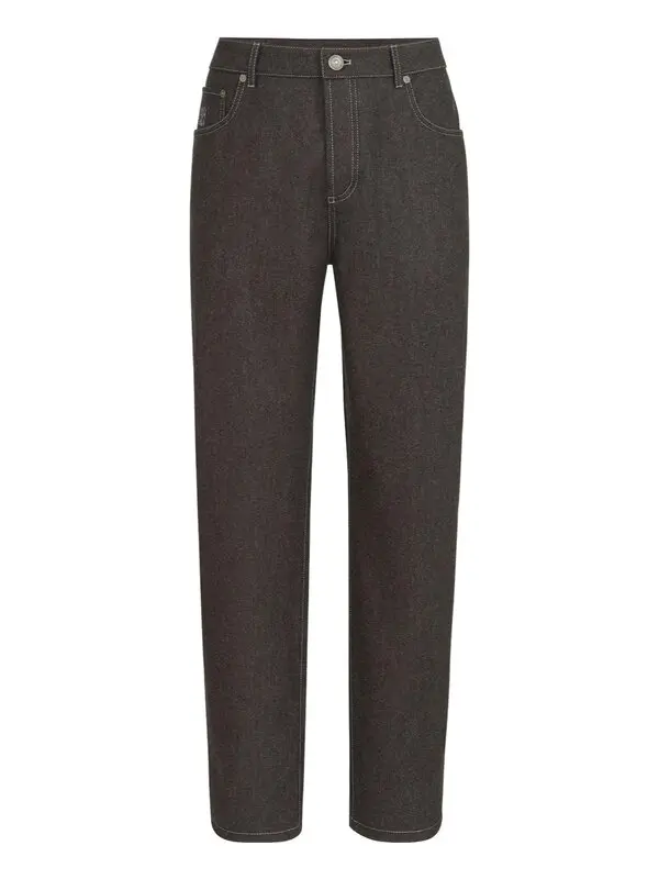 Brunello Cucinelli Virgin Wool Flannel Five-pocket Trousers - Grey