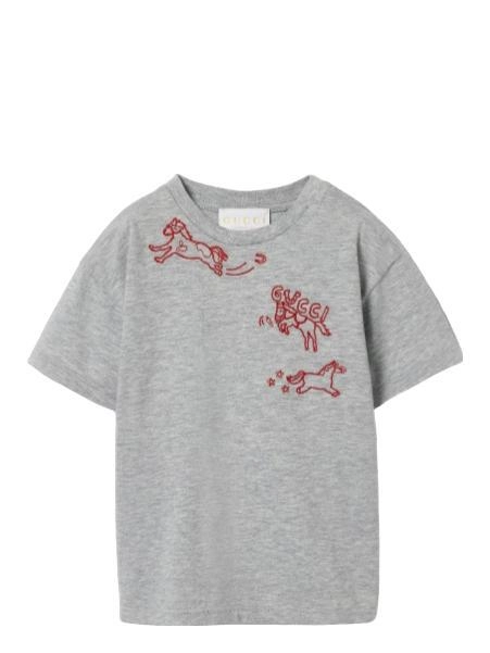Gucci Embroidered Cotton T-shirt - Light Grey
