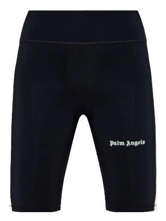 Palm Angels Logo Printed Biker Shorts - Black