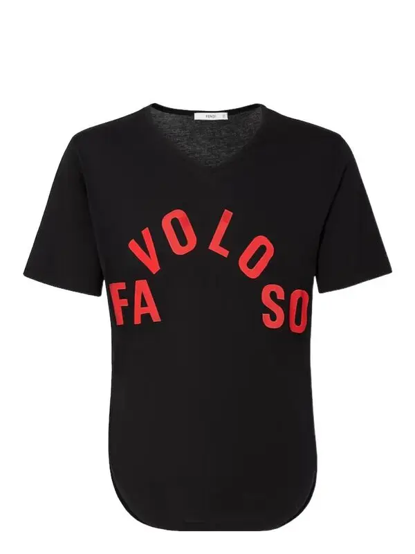 Fendi Cotton T-shirt With Favoloso Print - Black
