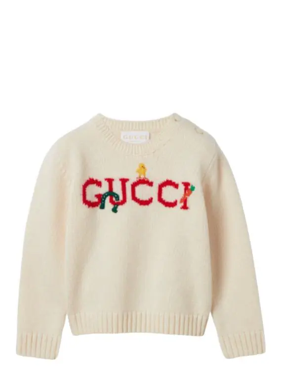 Gucci Baby Wool Sweater With Jacquard Detail - White