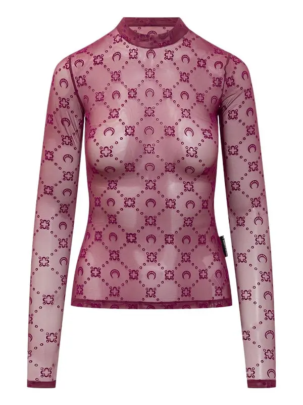 MARINE SERRE Second Skin Semi-sheer Top - Pink