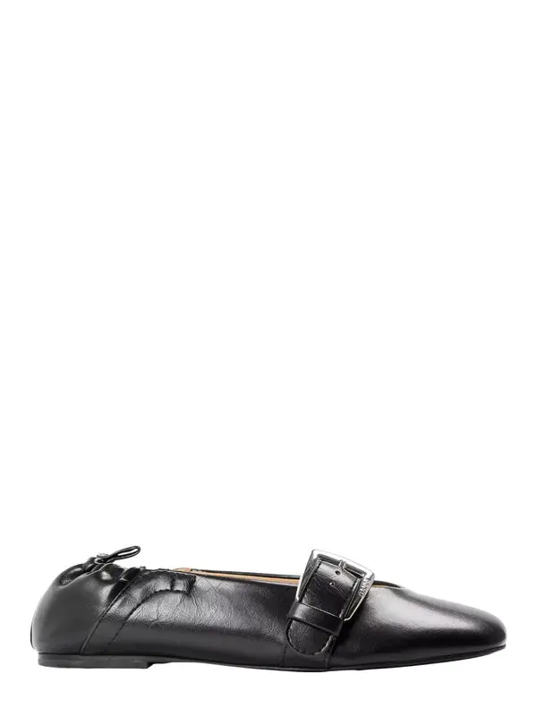 GANNI Ballerina Flats With Squared Toe And Buckle Detail - Black