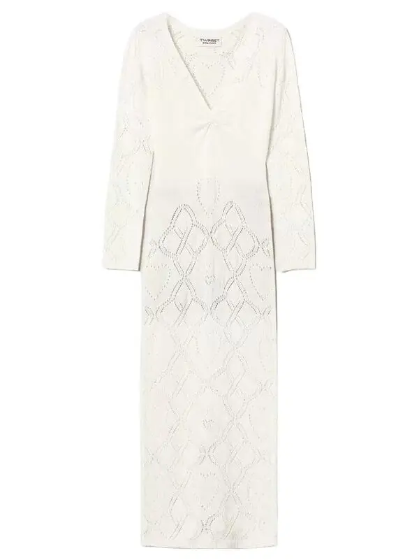 TWINSET Pointelle-knit Maxi Dress - White