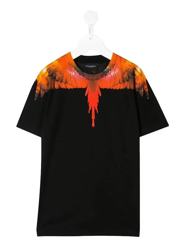 MARCELO BURLON COUNTY OF MILAN Wings Print Cotton T-shirt - Black