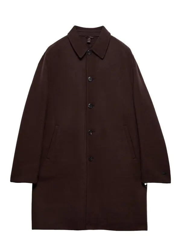 Prada Double Cashmere Overcoat - Ebony