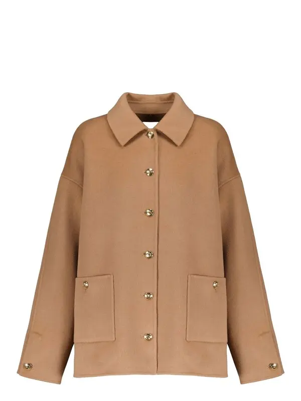 ANINE BING Long Sleeve Buttoned Shirt Jacket - Brown