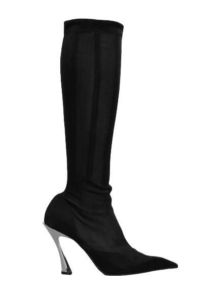 MUGLER Fang Pointed-toe Mesh Boots - Black