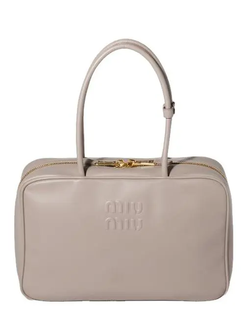 Miu Miu Beau Leather Top Handle Bag - Pumice