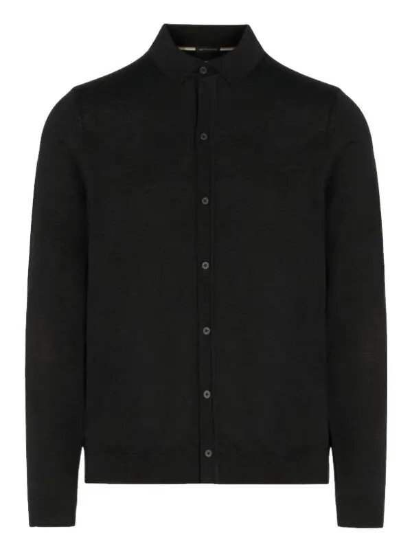 Hugo Boss Button-up Knitted Polo Cardigan - Black