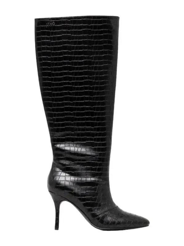 Liu Jo 95mm Croc Effect Stiletto Boots - Black