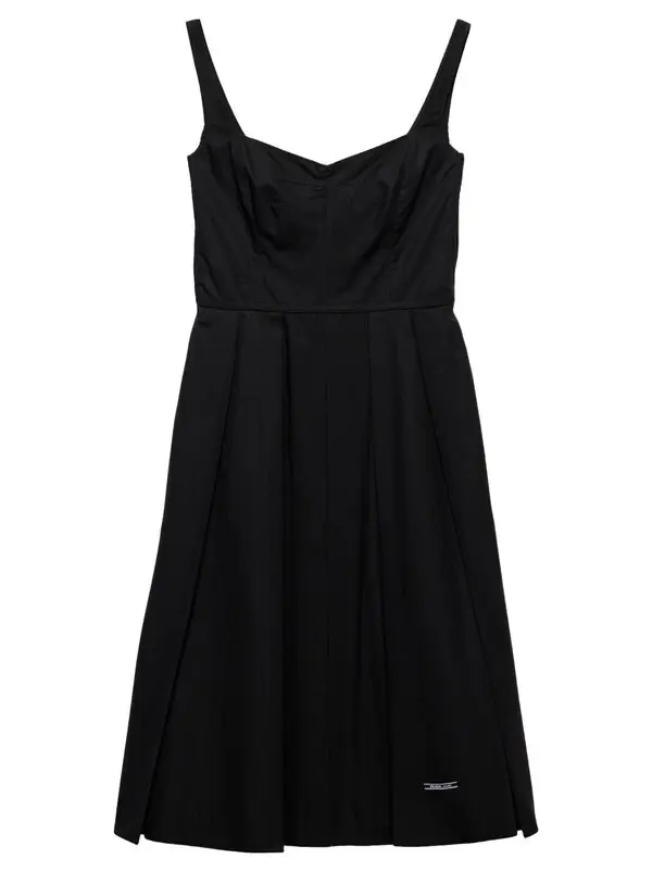Prada Cotton Canvas Sweetheart Neckline Dress - Black