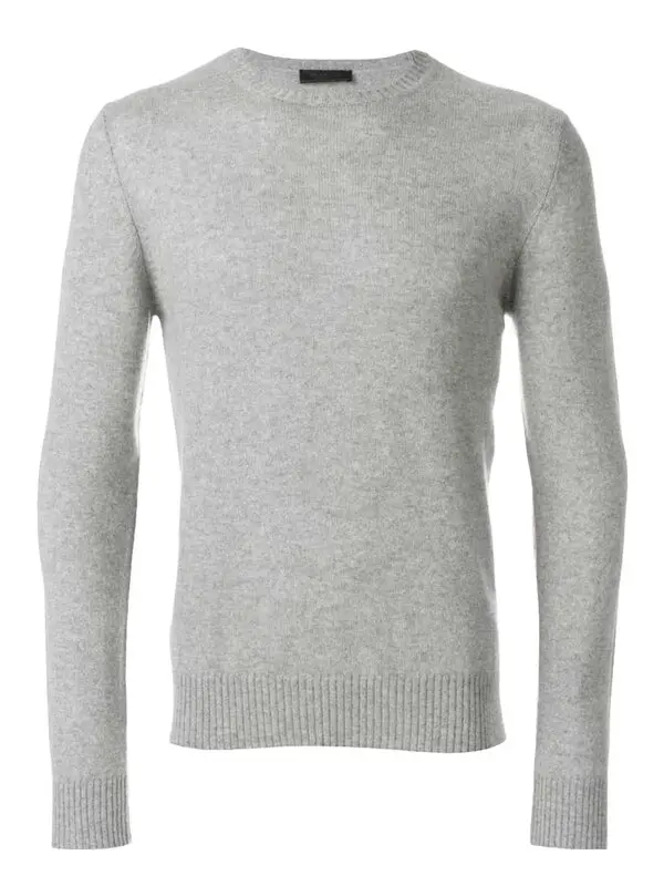 Prada Cashmere Ribbed Crew Neck Sweater - Grey