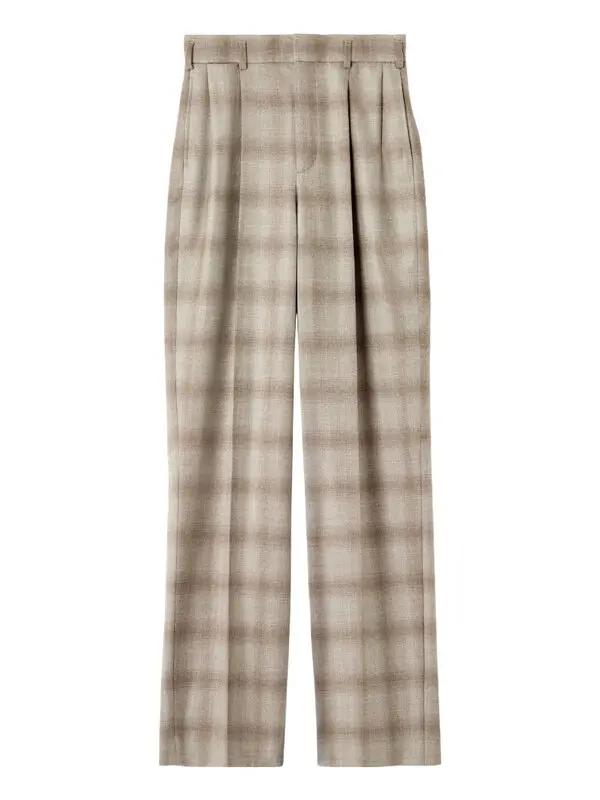 Loro Piana Hector Pleated Plaid Wide-leg Trousers - Nude