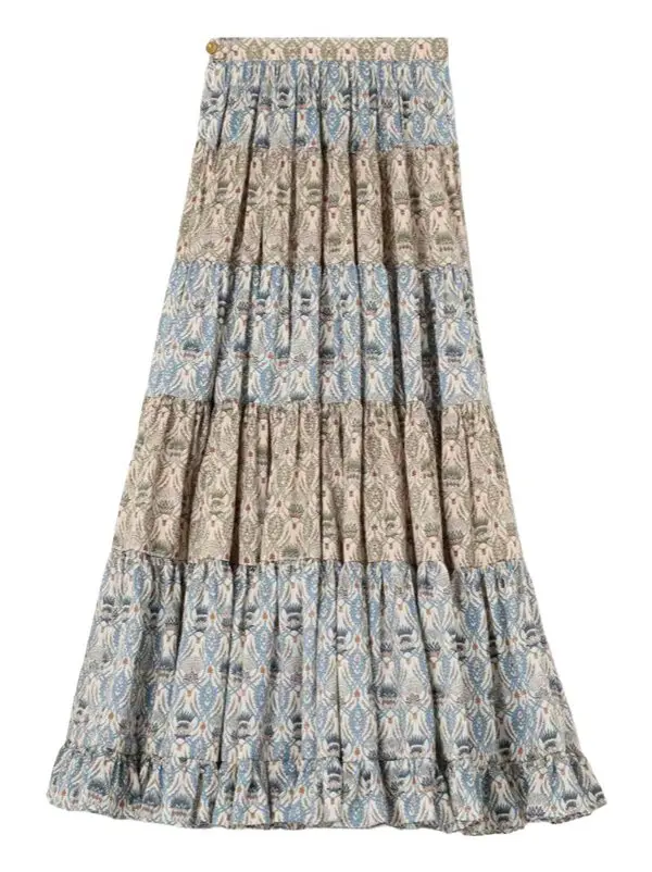 Loro Piana Herta Tiered Printed Skirt - Multicolor