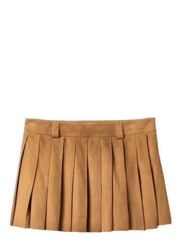 Miu Miu Pleated Waxed Suede Mini Skirt - No
