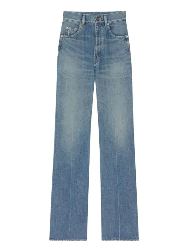 Saint Laurent 70's High Waisted Straight Leg Jeans - Blue