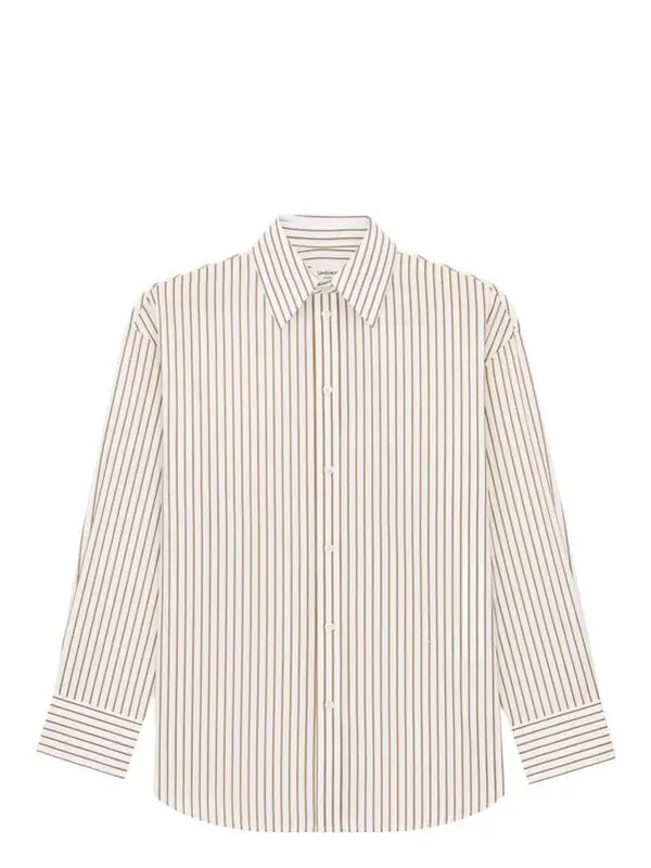 Saint Laurent Cassandre Embroidered Striped Cotton Poplin Shirt - No