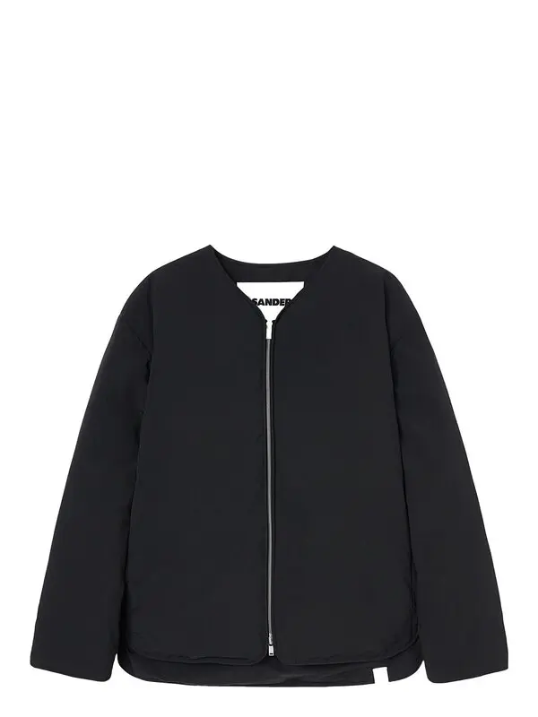 JIL SANDER Collarless Zip-up Down Jacket - Black
