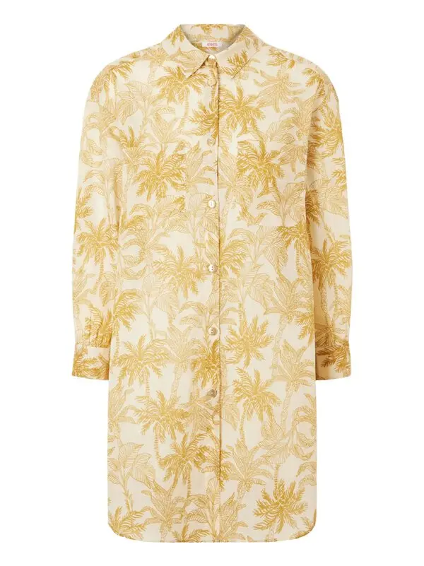 ERES Voyage" Palm Tree Print Shirt Dress - Nude