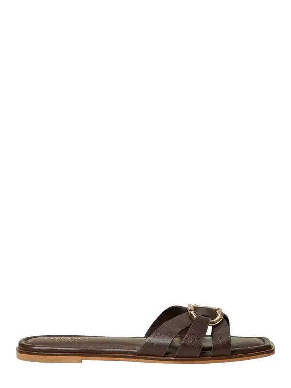 TWINSET Logo Buckle Slip-on Sandals - Brown