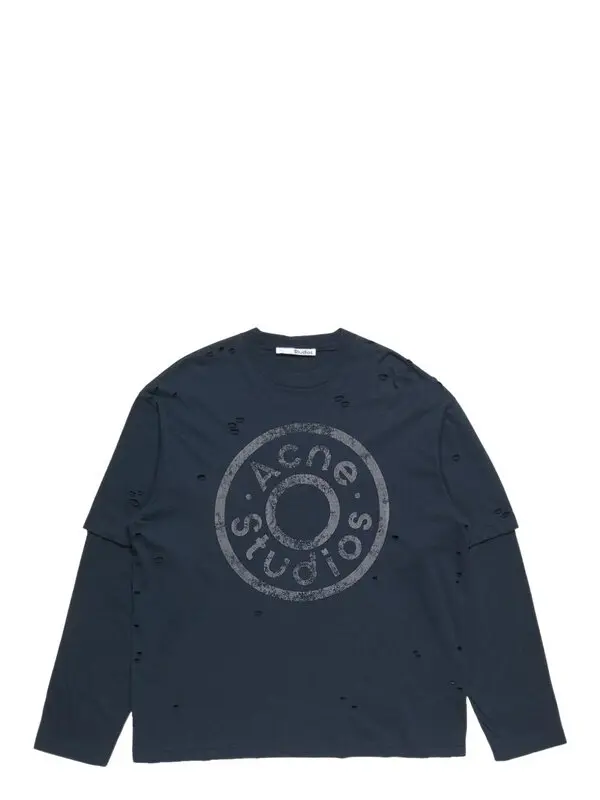 Acne Studios Layered Logo-print Distressed T-shirt - Black