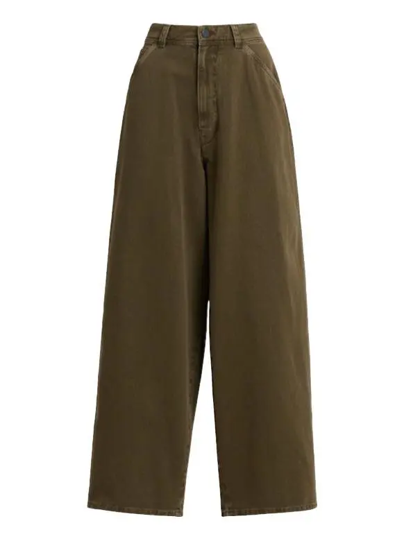 LEMAIRE Wide-leg Cotton Trousers - Green