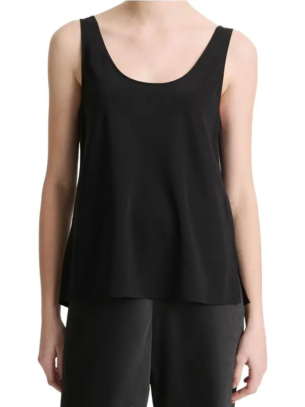 Vince Classic Stretch-silk Bias Tank - Black