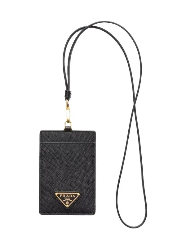 Prada Saffiano Leather Badge Holder - Black