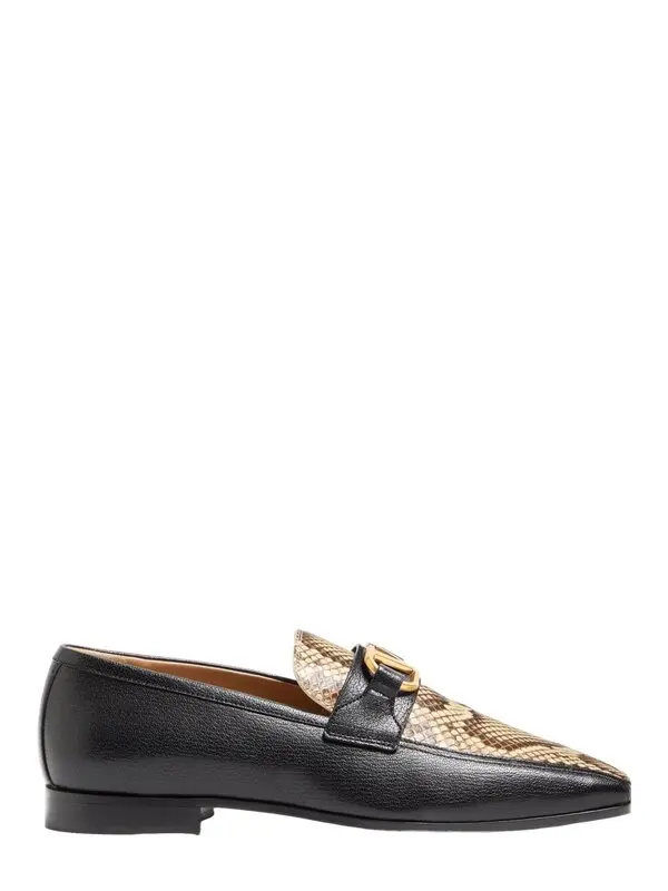 Valentino Garavani Vlogo Signature Kidskin And Python Loafer - Black