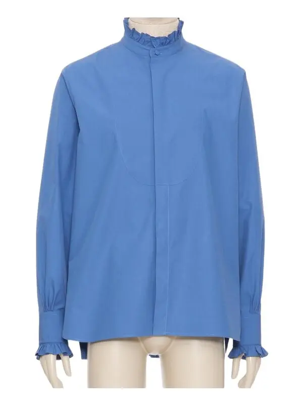 Valentino Garavani Ruffle Detailed Button-up Shirt - Blue