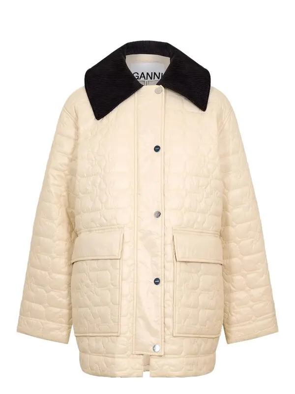 GANNI Lightweight Quilted Jacket - Nude