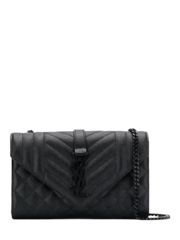 Saint Laurent Small Monogram Matelassé Envelope Crossbody Bag - Black