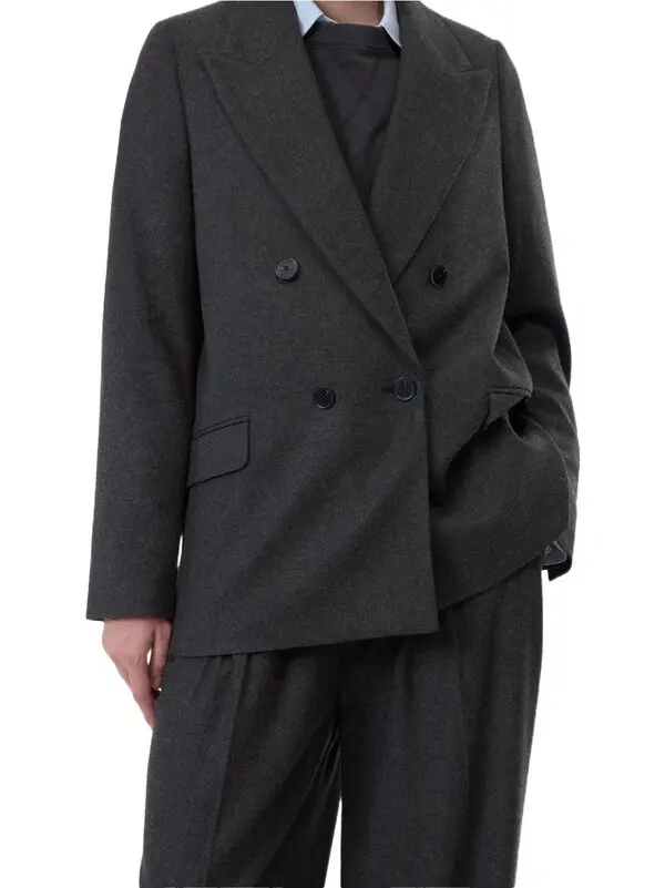 Closed Double-breasted Suit Jacket - Black