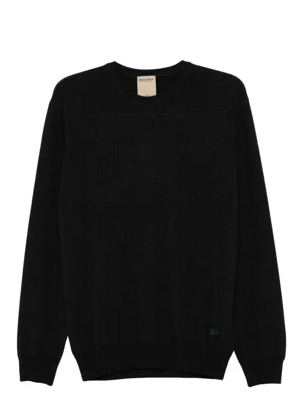 Woolrich Embroidered Logo Crew Neck Sweater - Black