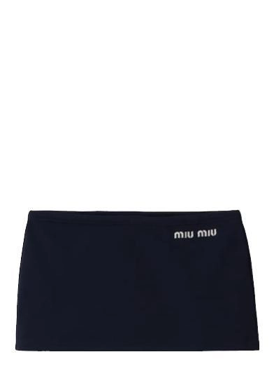 Miu Miu Logo Embroidered Mini Skirt - Blue