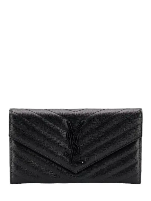 Saint Laurent Large Monogram Flap Wallet - Black
