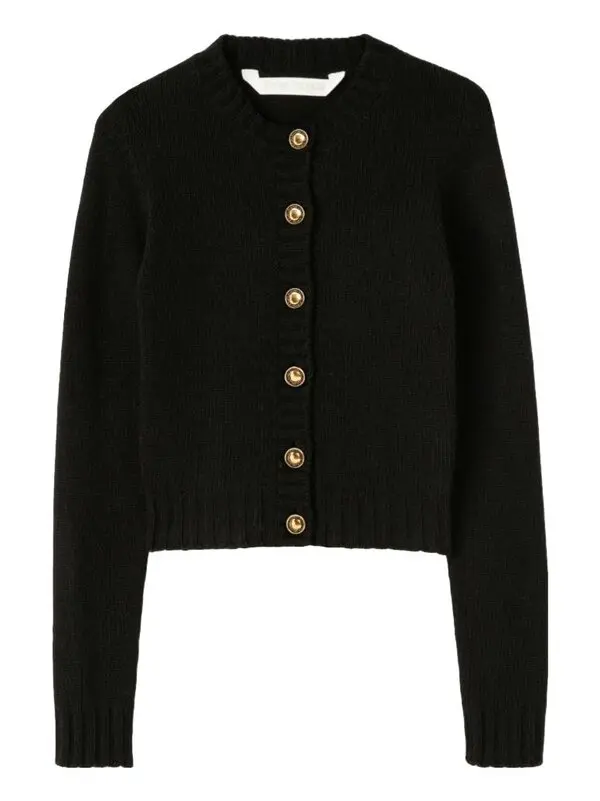 Palm Angels Curved Logo Buttoned Cardigan - Black