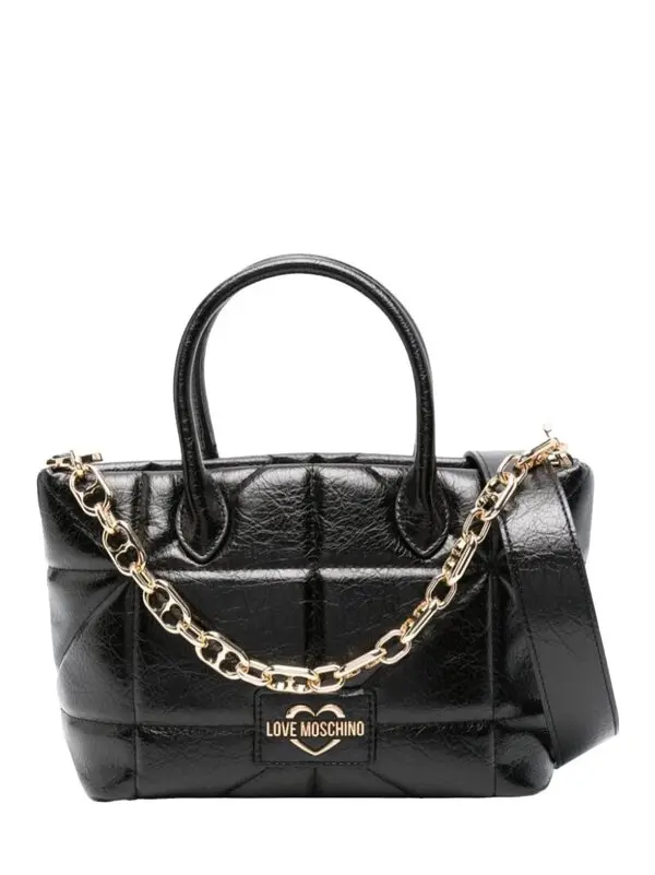 Moschino Love Logo-lettering Chain Crossbody Bag - Black