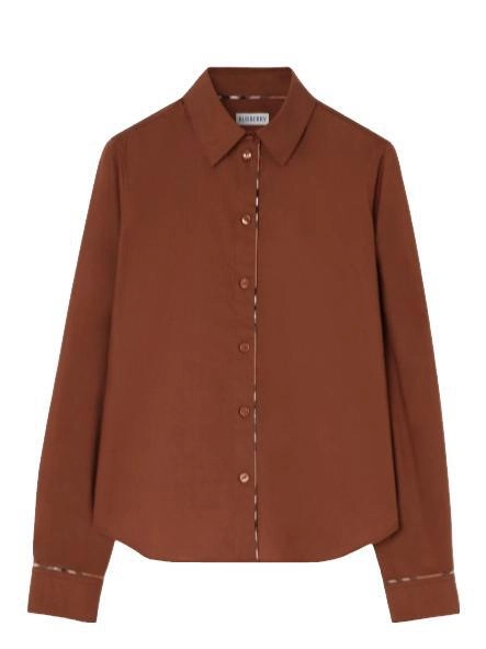 Burberry Relaxed Fit Cotton Shirt With Check Piping - Light Auburn