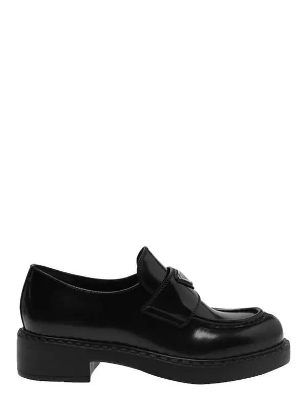 Prada Brushed Leather Loafers With Platform Sole - Black