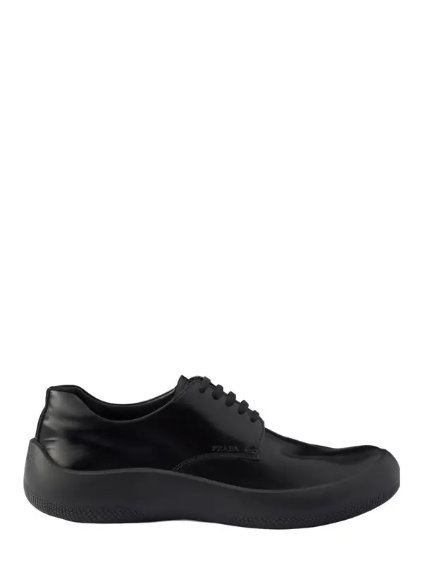 Prada Lace-up Sneakers With Embossed Logo - Black