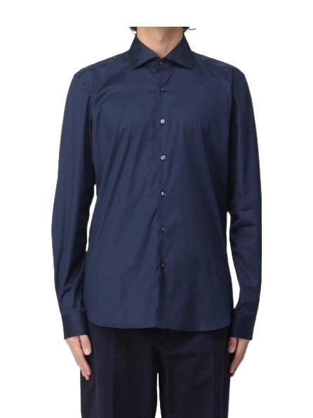 FAY Long Sleeve Cotton Shirt - Blue