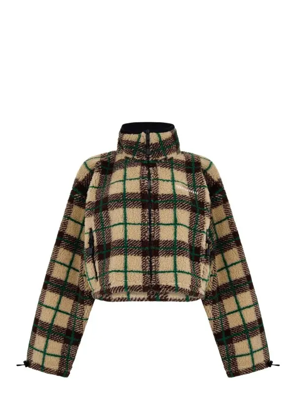 Miu Miu Checked Teddy Bear Jacket - Green