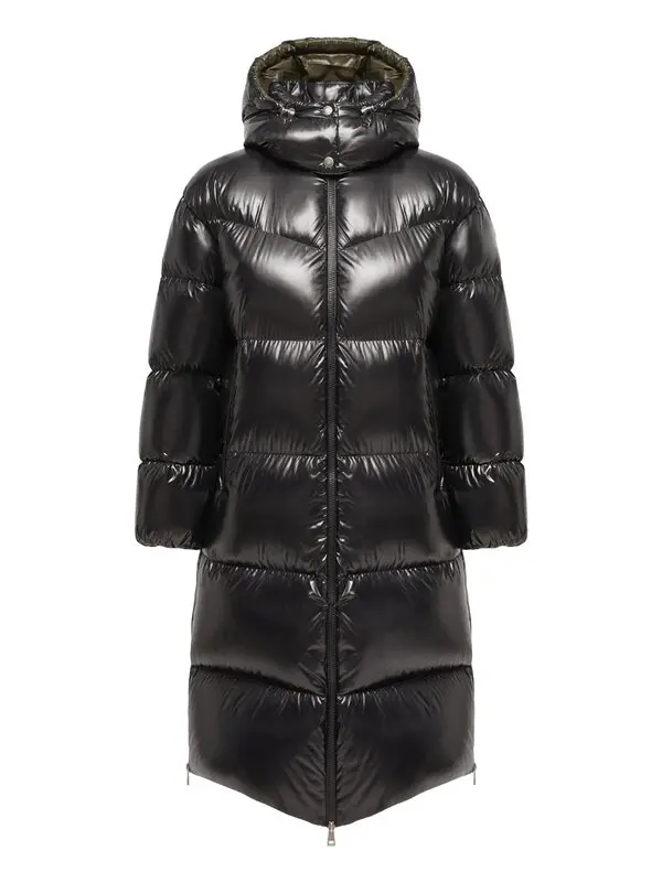 Moncler Harfang Hooded Long Down Coat - Black