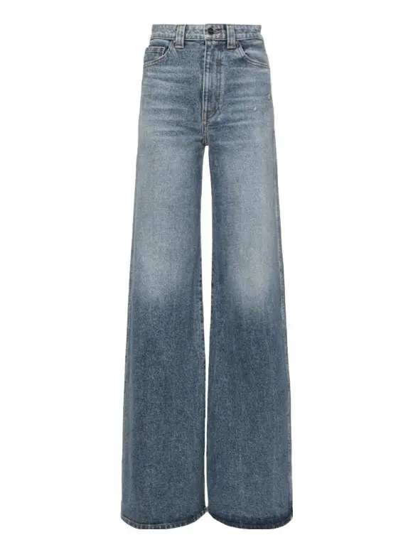 Khaite Dane High Rise Wide Leg Jeans - Blue