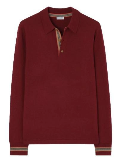 Burberry Long-sleeve Wool Polo Shirt - Carmine